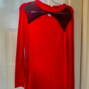 torrid | Sweaters | Torrid Red Long Sleeve Lace Accent Keyhole Sweater ...